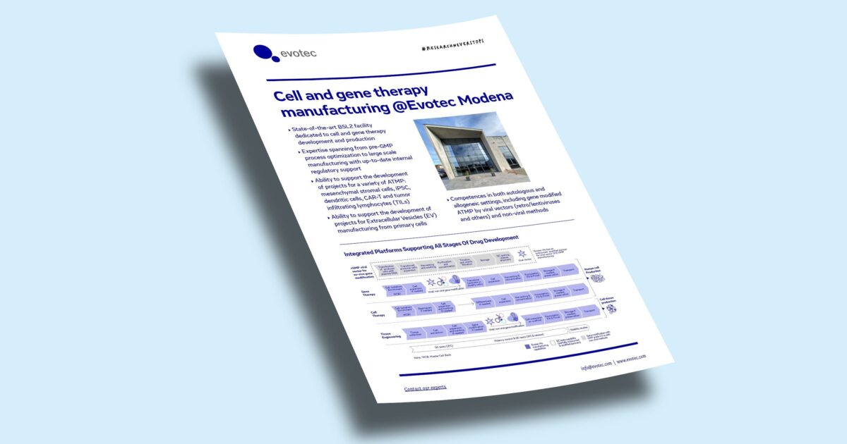 Cell and Gene Therapy Manufacturing at Evotec Modena - Evotec