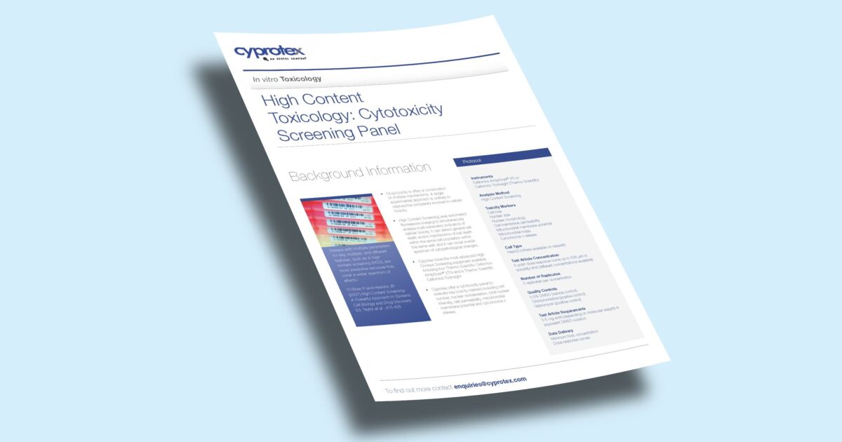 High Context Toxicology: Cytotoxicity Screening Panel Fact Sheet - Evotec