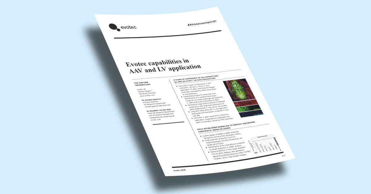 Huntingtons Disease AAV and LV Capabilities Fact Sheet - Evotec