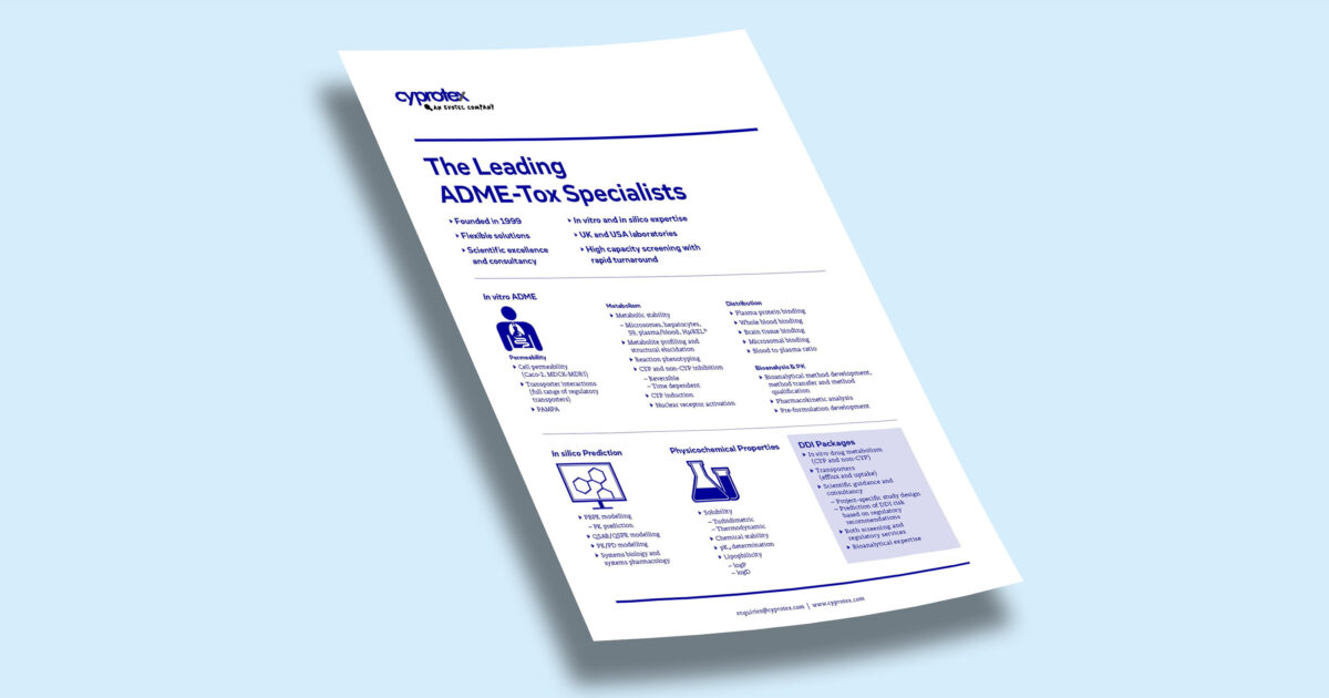 Cyprotex at a Glance Services Overview - Evotec